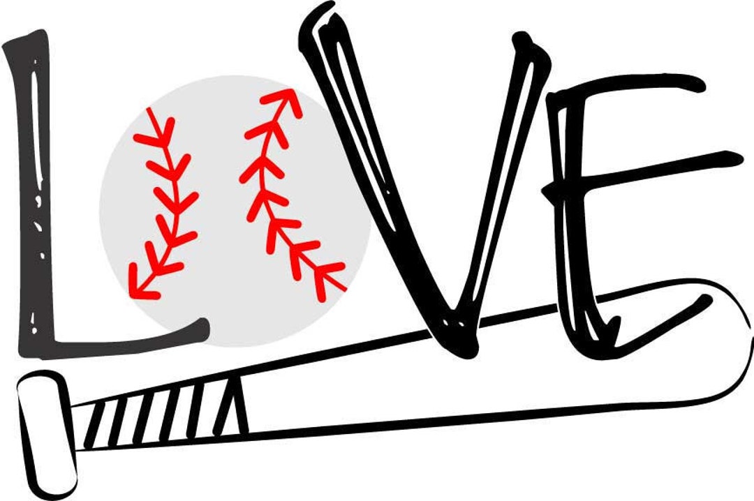 Love Baseball With Bat SVG - Etsy