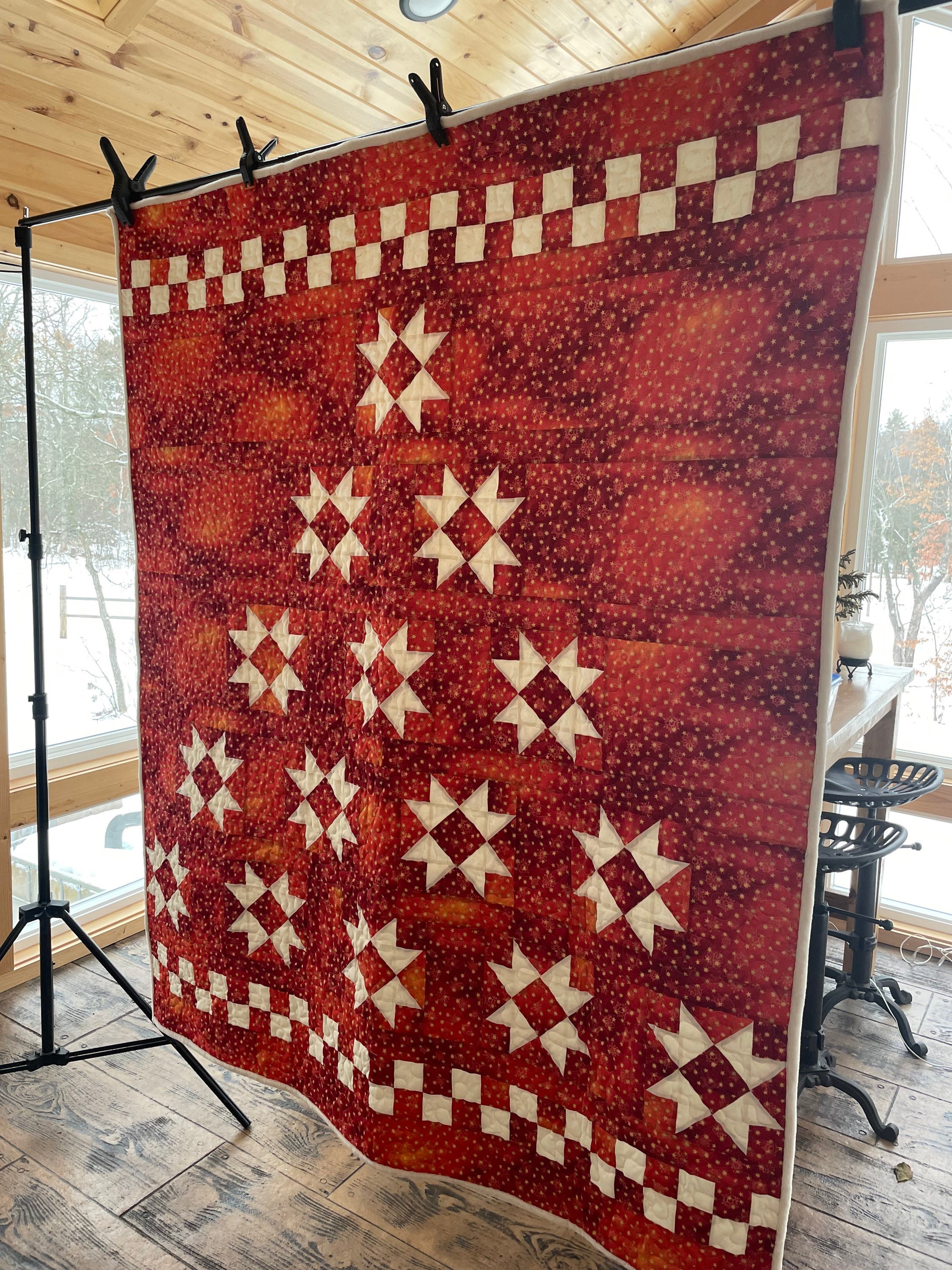Red & White Star Bright Piecework Quilt - Etsy