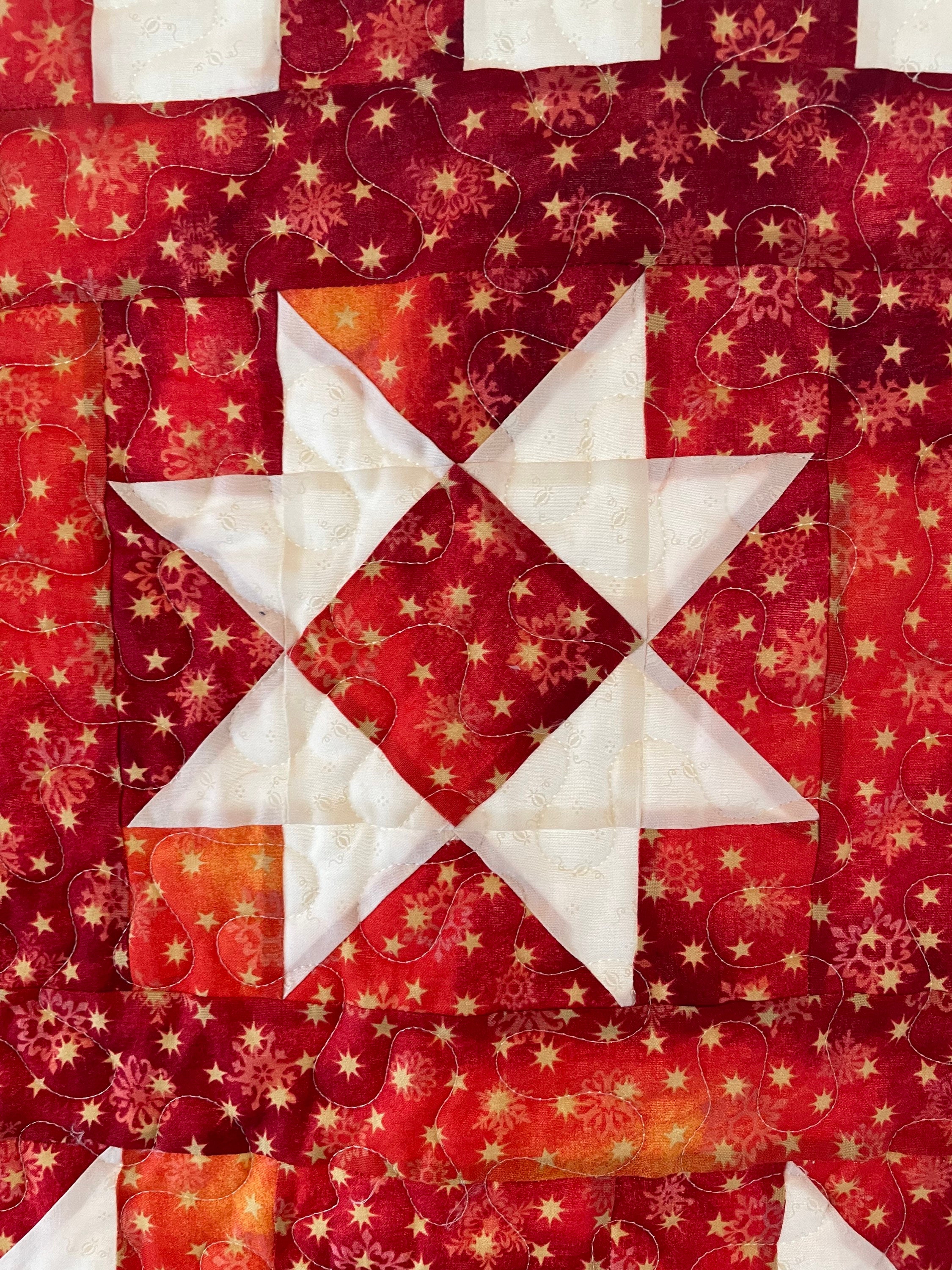 Red & White Star Bright Piecework Quilt - Etsy