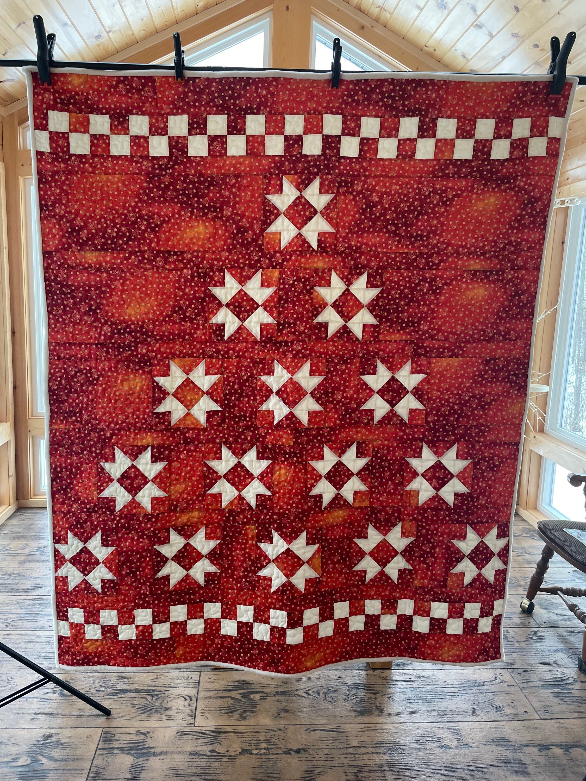 Red & White Star Bright Piecework Quilt - Etsy