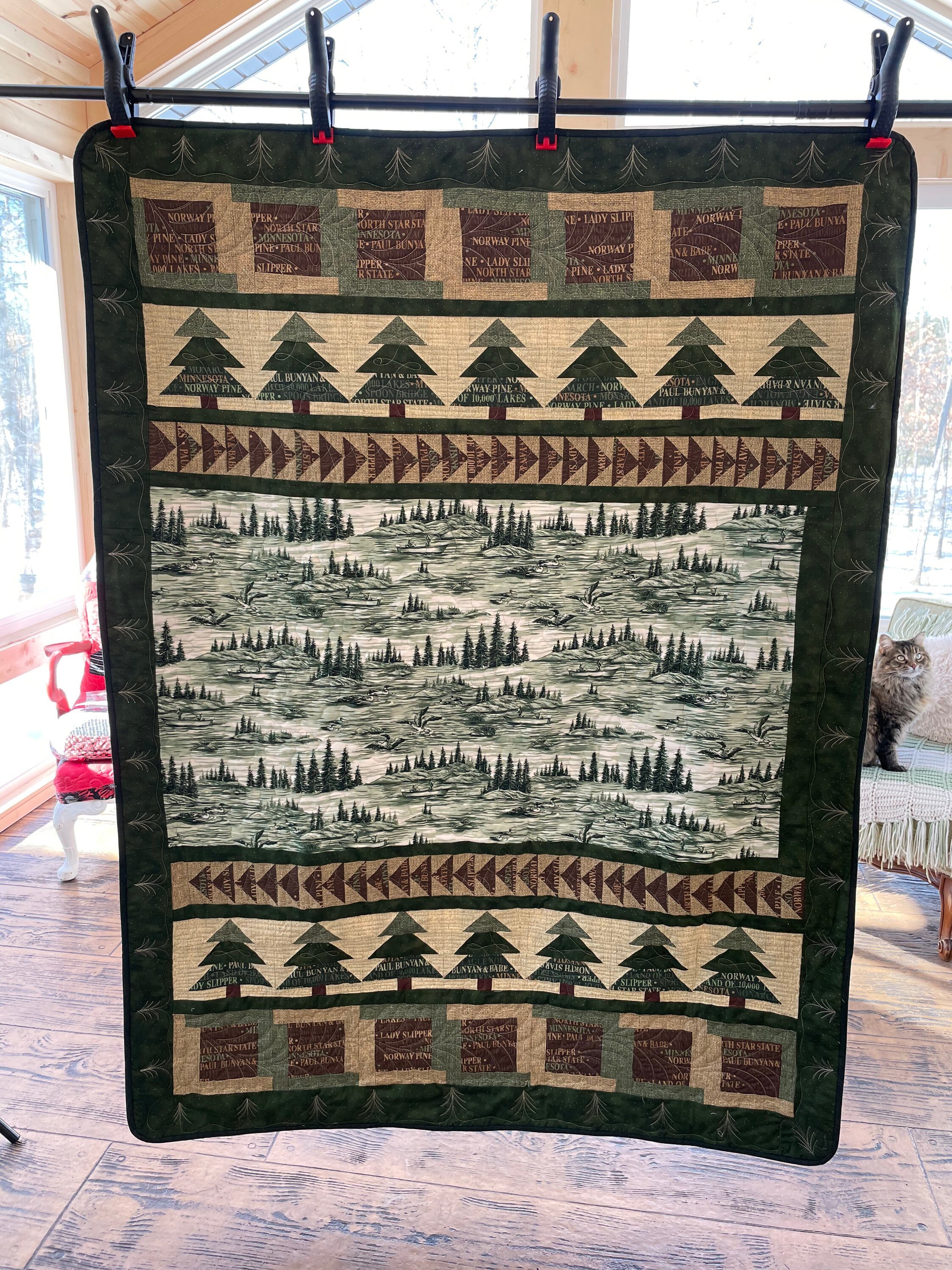 Minnesota Pine Tree Piecework Quilt for Sale - Etsy