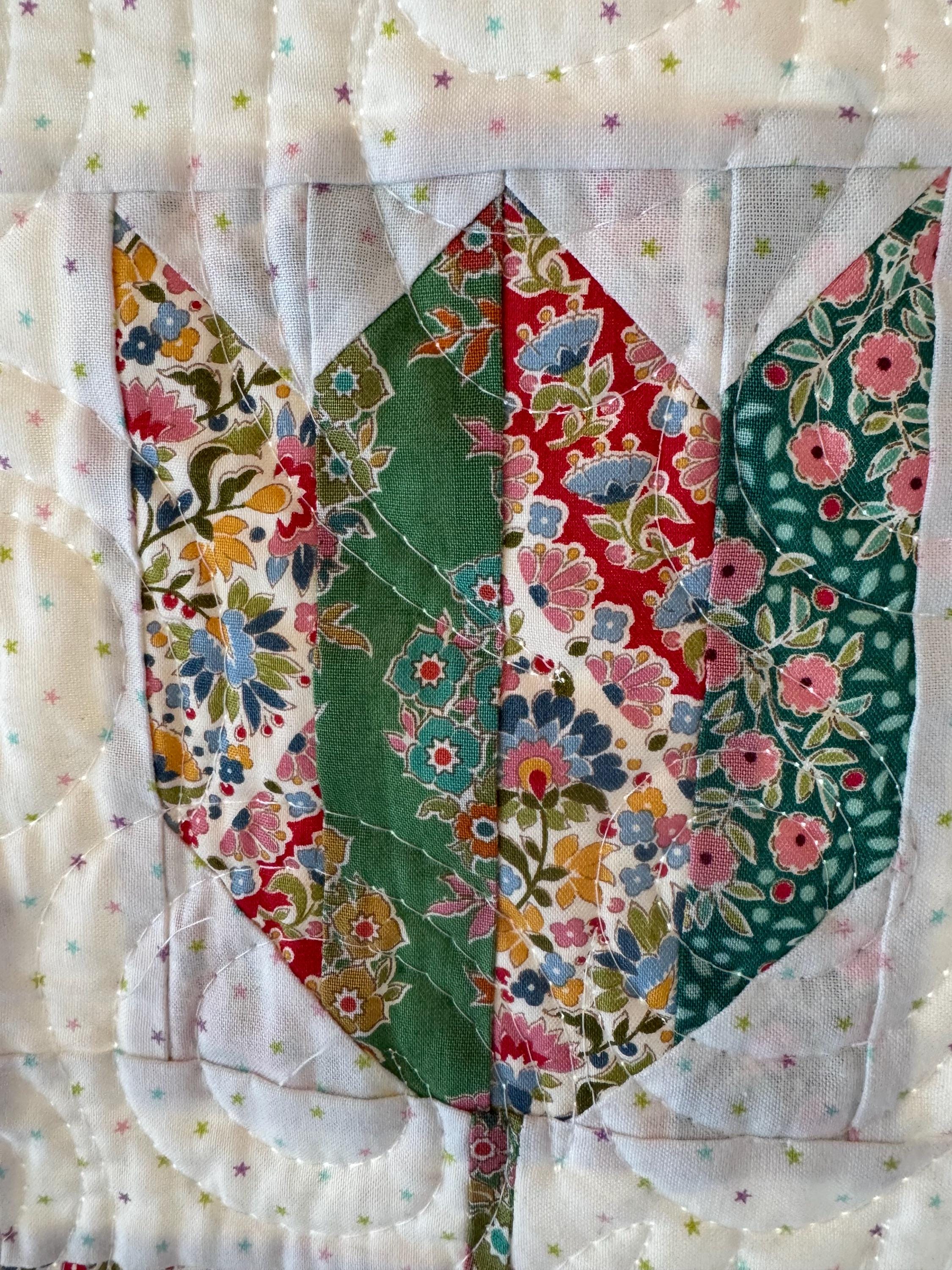 Flower Block Piecework Quilt for Sale, Handmade - Etsy