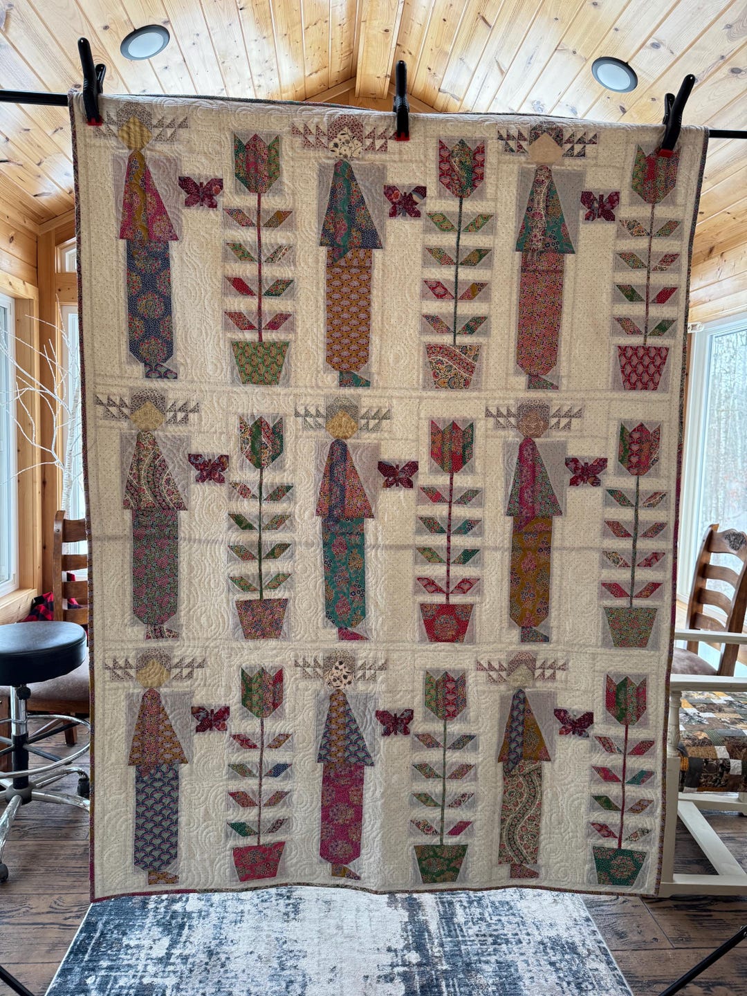 Flower Block Piecework Quilt for Sale, Handmade - Etsy