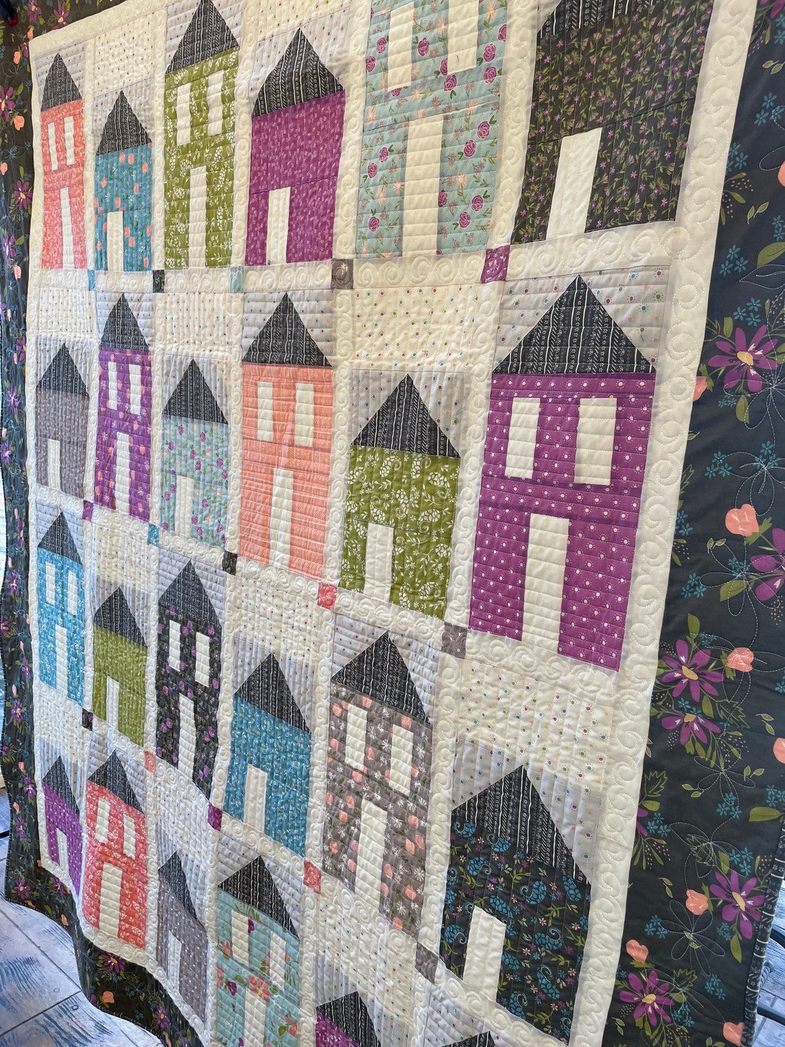 Neighborhood Piecework Quilt for Sale - Etsy