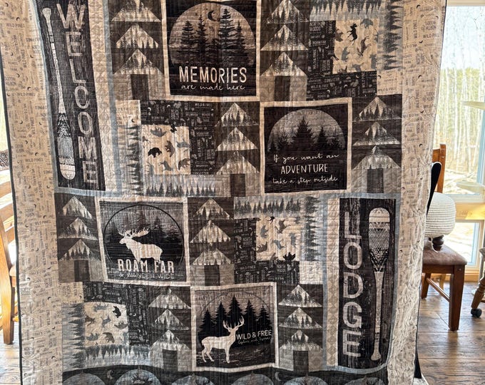 Northwoods Piecework Quilt for Sale - Etsy