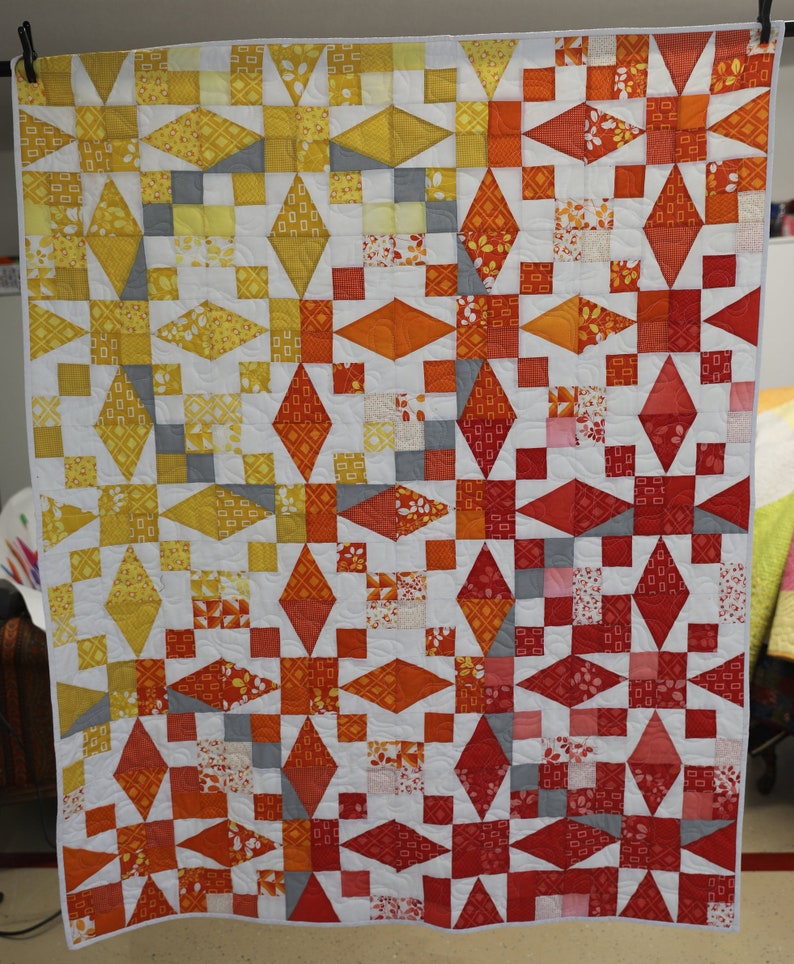 Yellow & Orange Summer Piecework Quilt, Couch Throw - Etsy