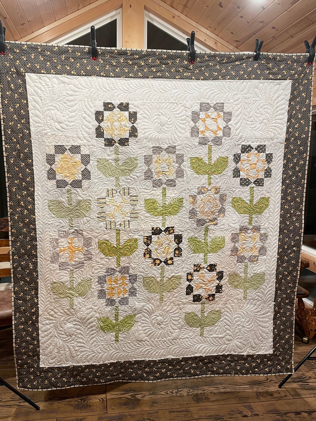 Flower Block Piecework Quilt for Sale, Handmade - Etsy