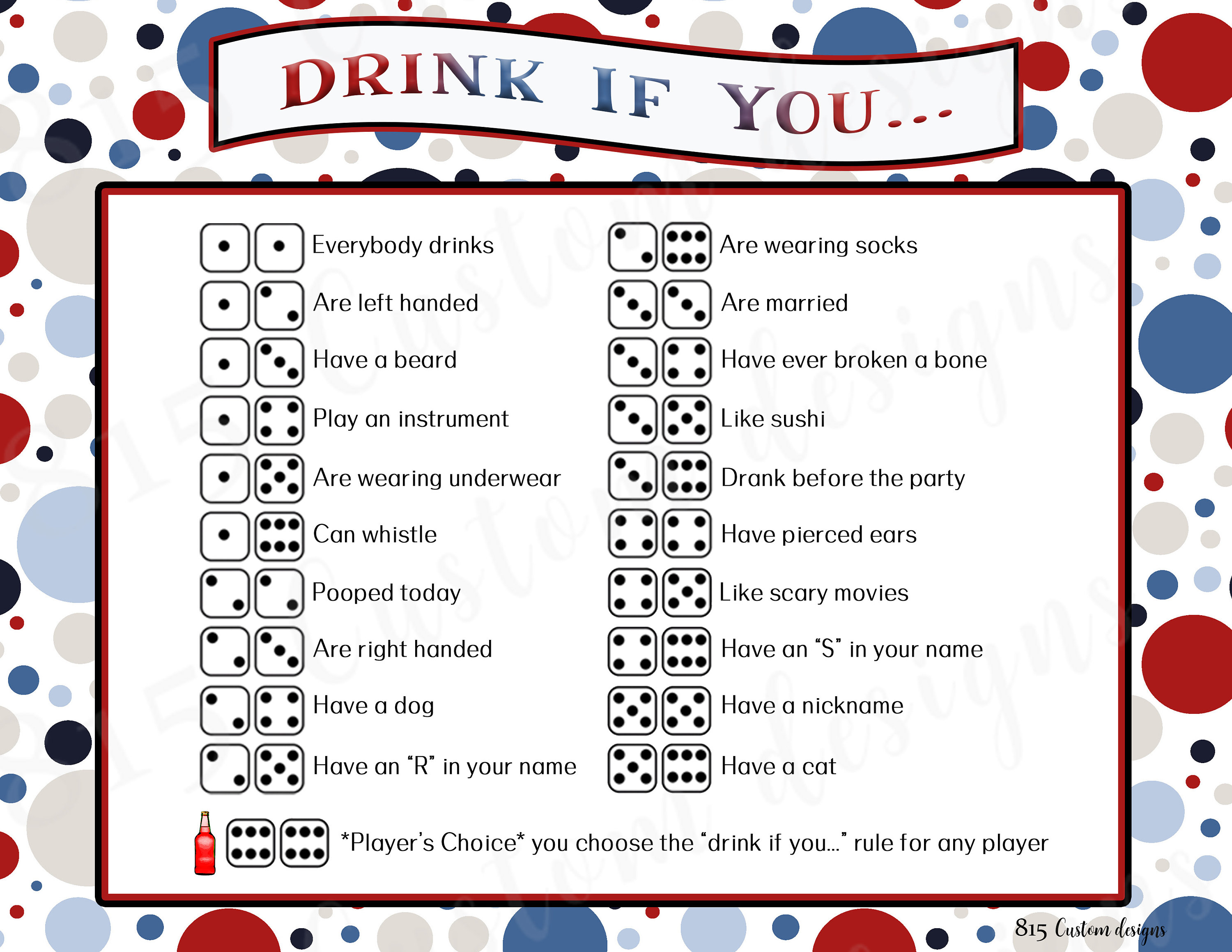 Drinking Dice Games For Two Drinking Game Dice Set Drinking Games Game Dice Drinking 