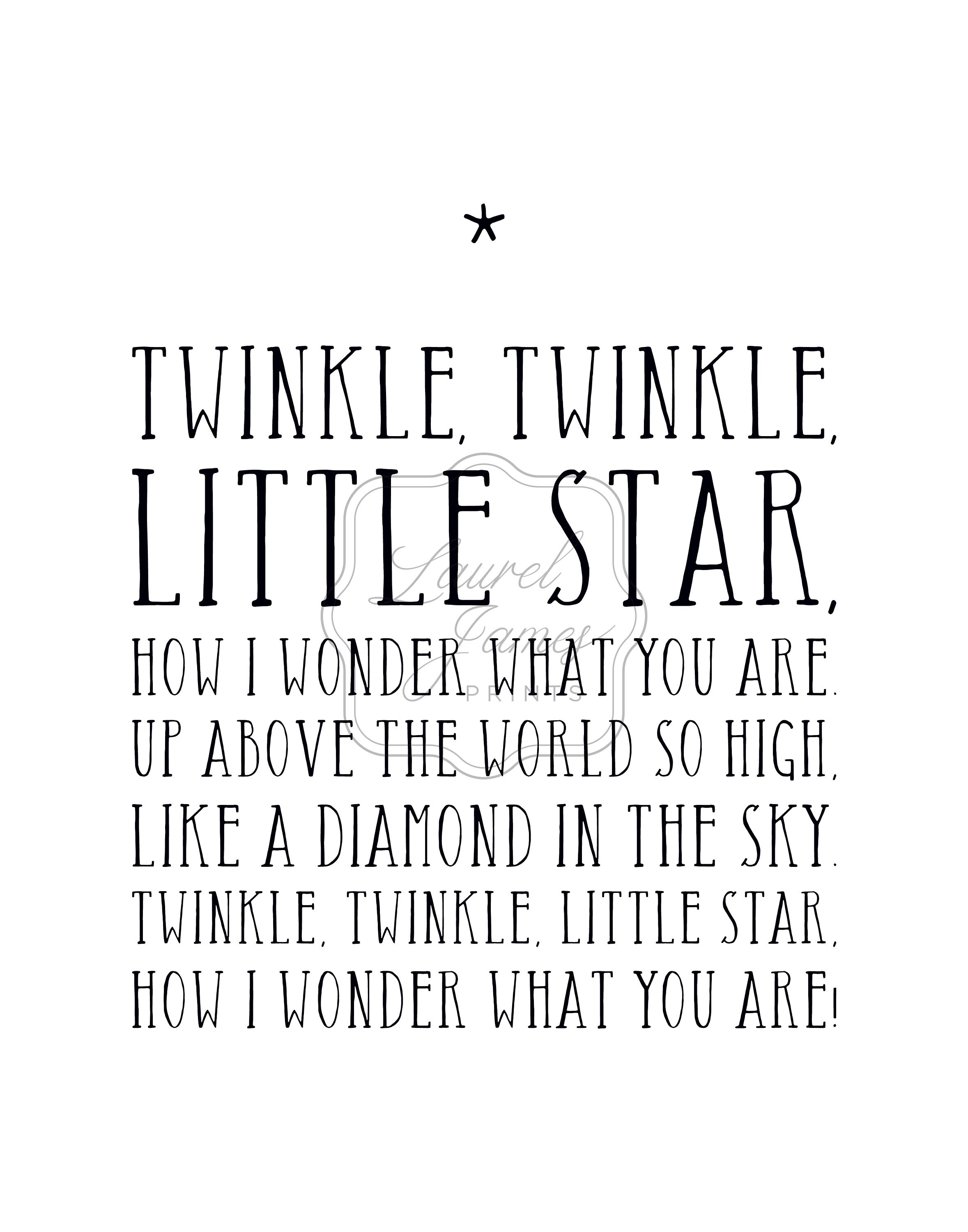 Twinkle Twinkle Little Star Printable, Nursery Wall Decor - Etsy