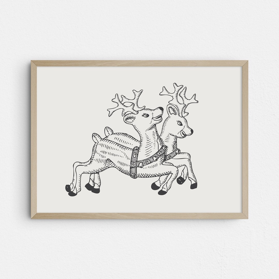 Cartoon Reindeer Printable, Nursery Chritmas Printable, Kids Room ...