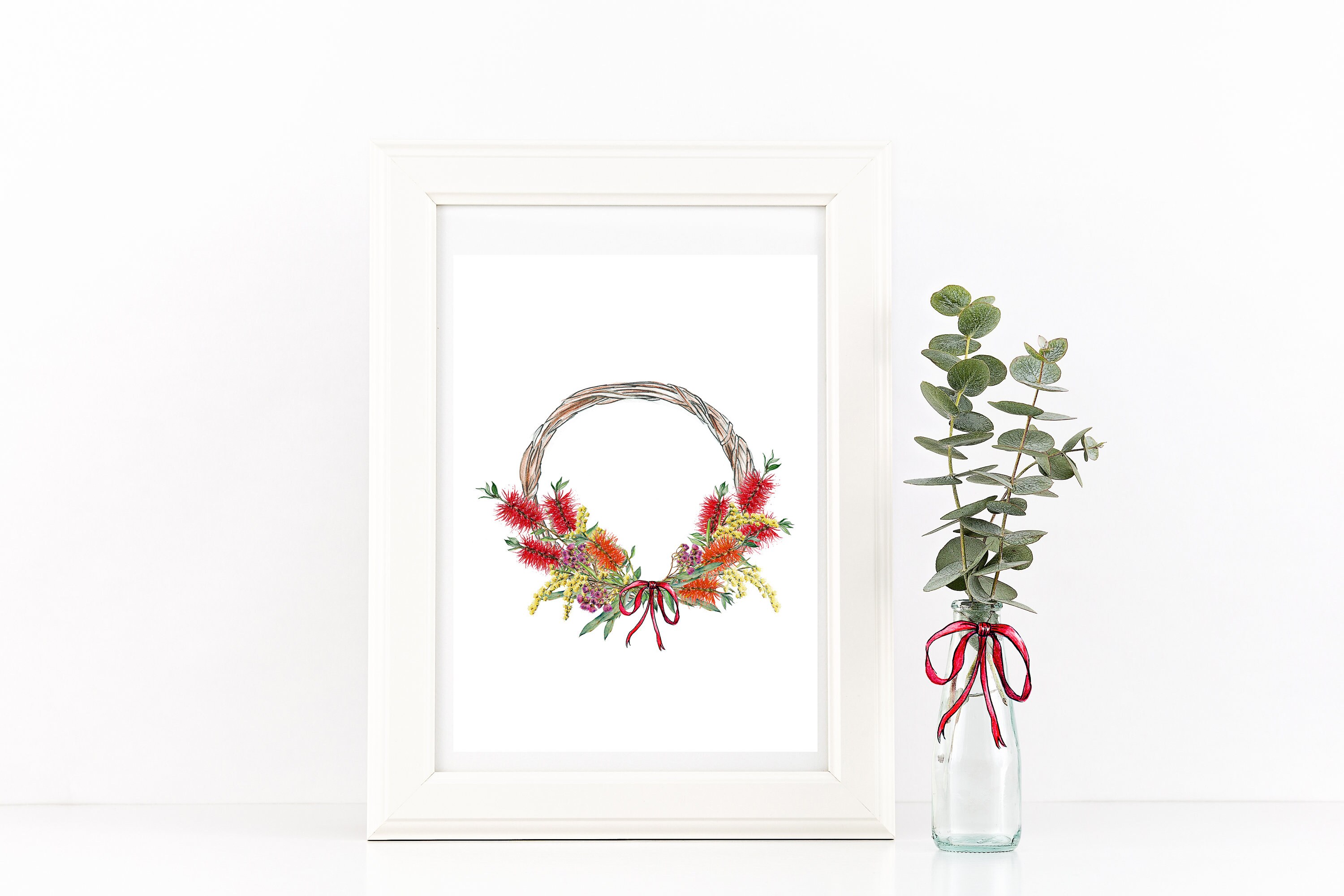 Australian Native Flowers Wreath Print. Floral Christmas - Etsy Singapore