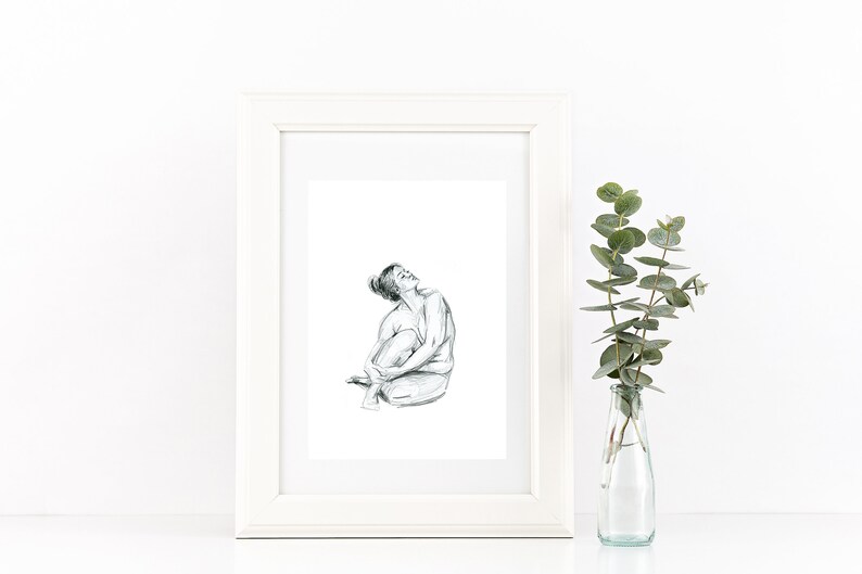 Hand Drawn Curvy Nude Female Figure Drawing Print. Tasteful - Etsy