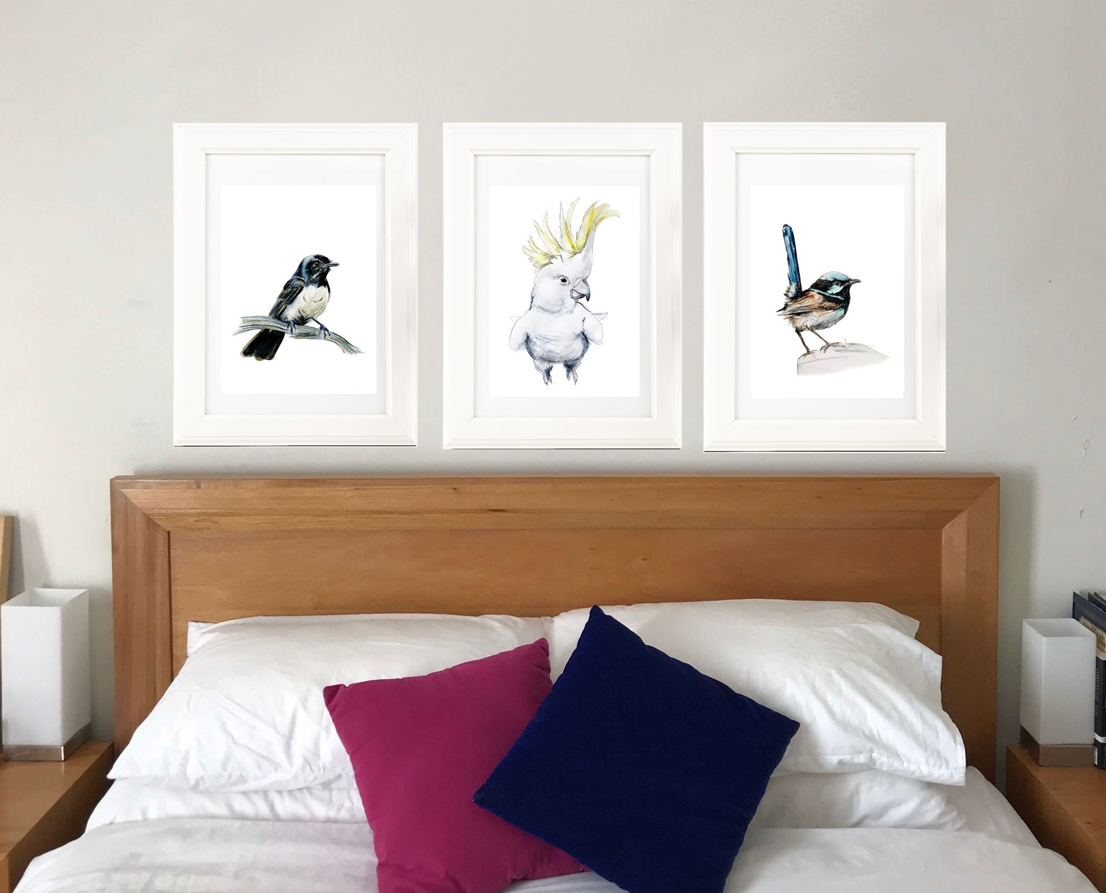 Hand Drawn Willy Wagtail Drawing Print. Australian Native Bird ...