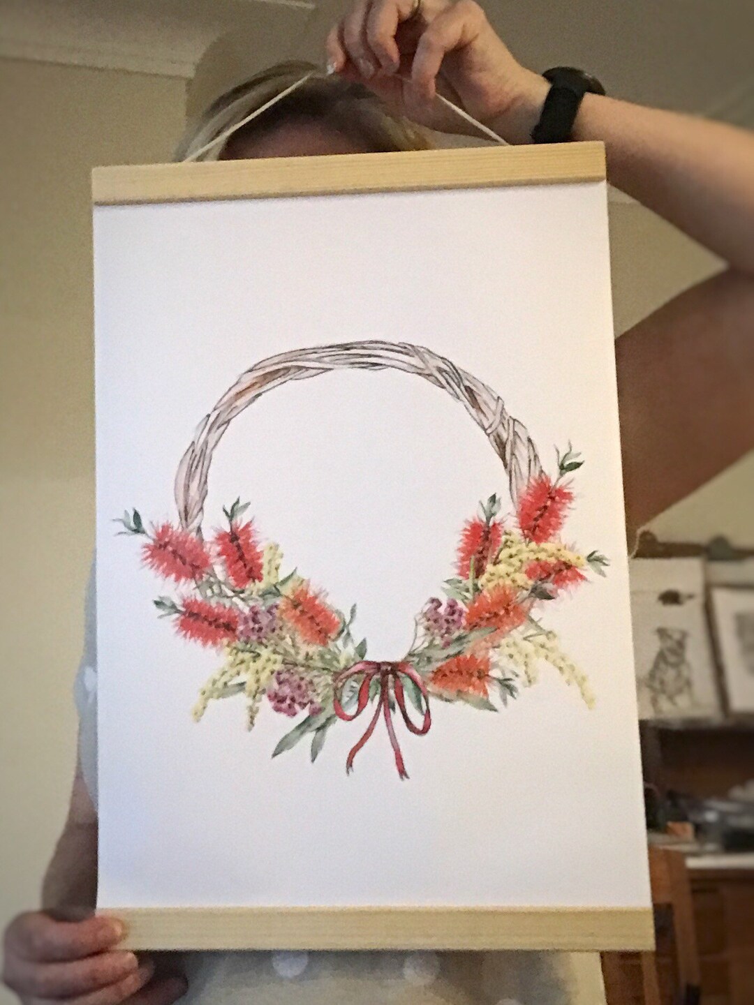 Australian Native Flowers Wreath on Canvas Hanger. Floral Christmas ...