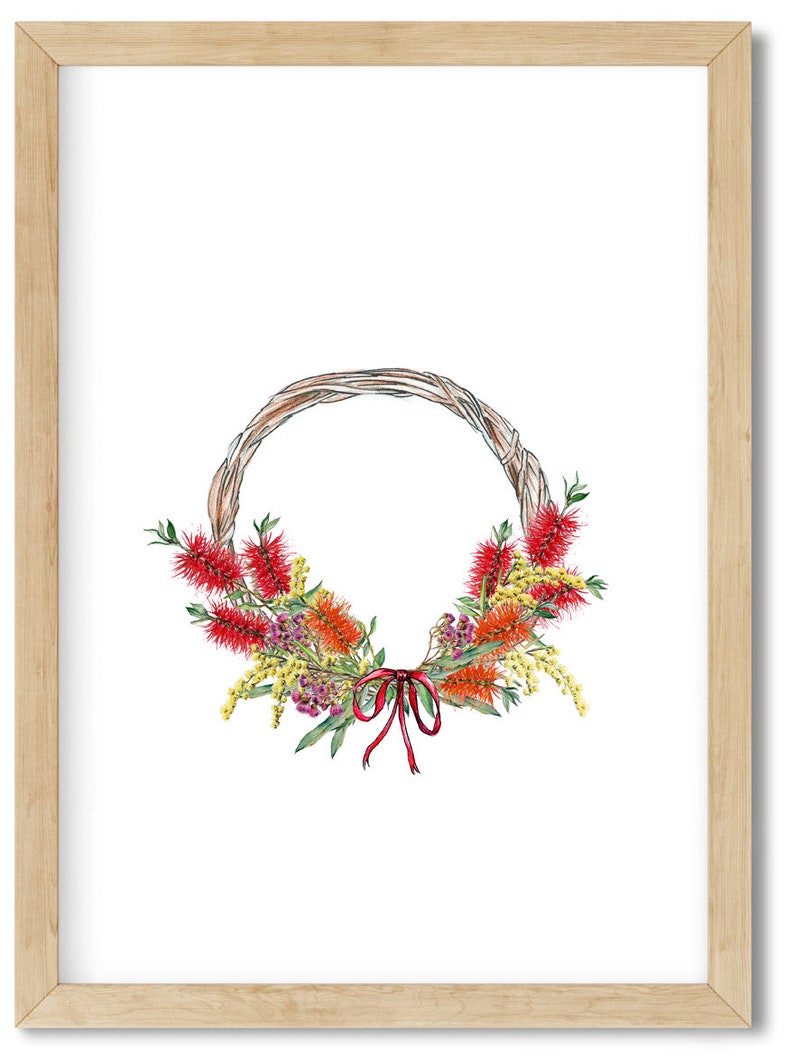 Australian Native Flowers Wreath Print. Floral Christmas - Etsy Singapore