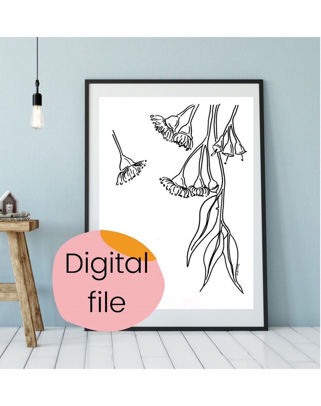 Australian Gum Blossom Pen Drawing Downloadable PDF. Line Drawing ...