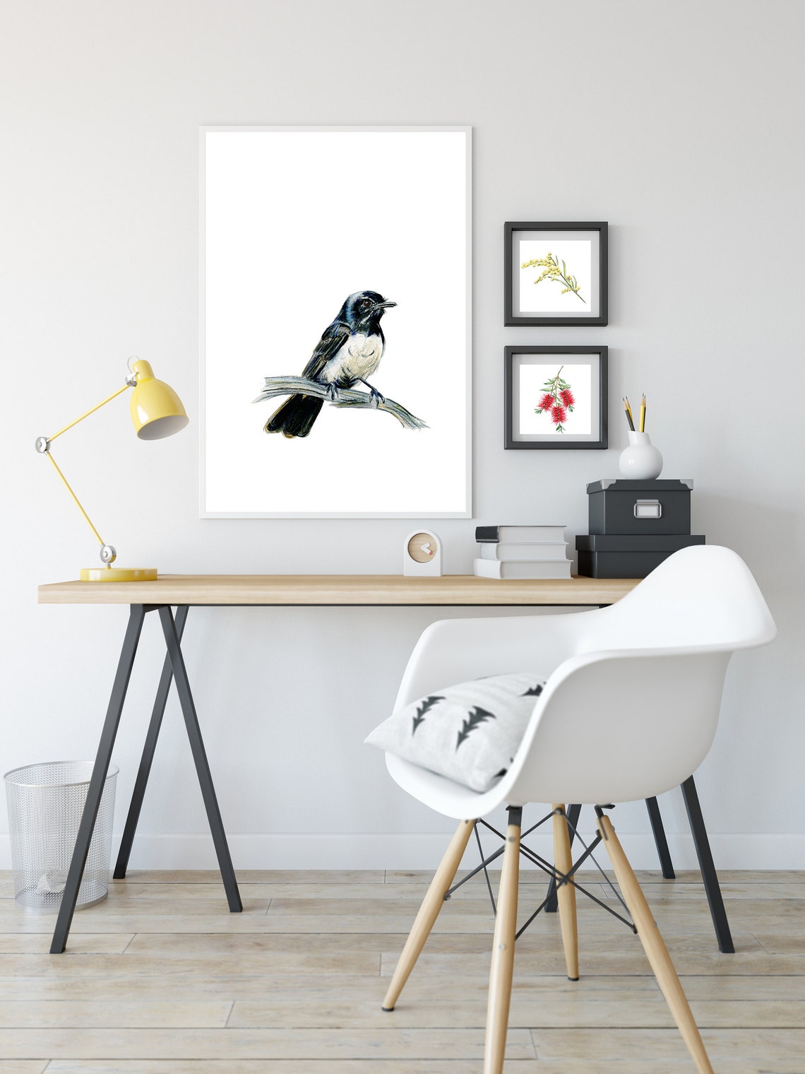 Hand Drawn Willy Wagtail Drawing Print. Australian Native Bird ...