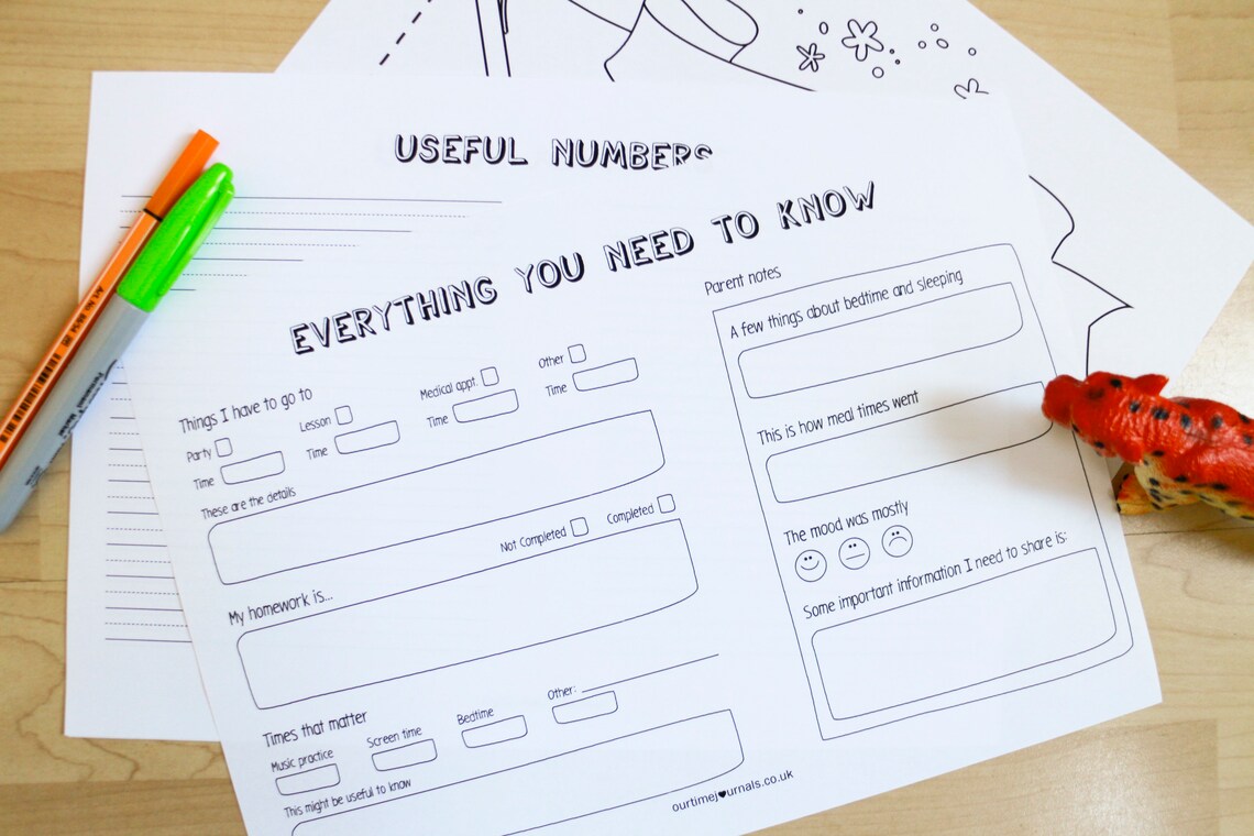 Single Parent Printable A4 Handover Book for Co-parenting - Etsy Canada