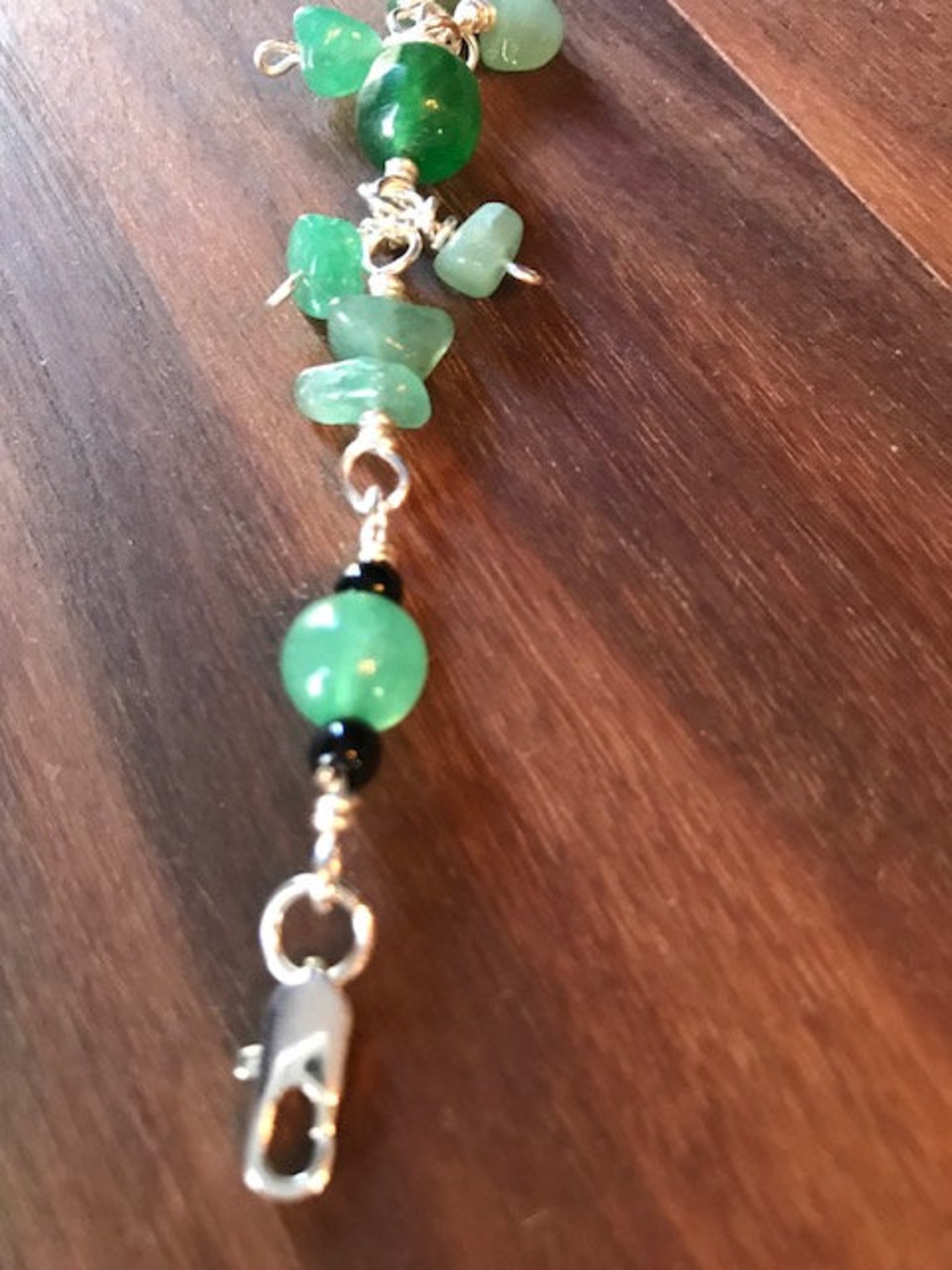 Green Beaded Bracelet With Wire Wrapped Green Agate Gemstones. This ...
