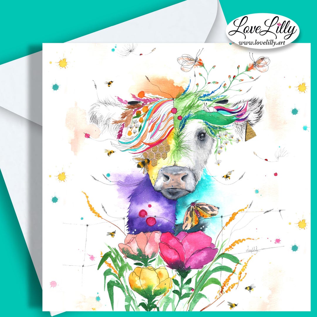Katie Cow Foil Greeting Card, Blank Inside 15cm X 15cm - Etsy
