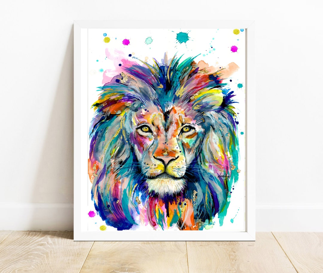 Lion A4 and A3 Prints unframed Lion Watercolour Print Painting - Etsy