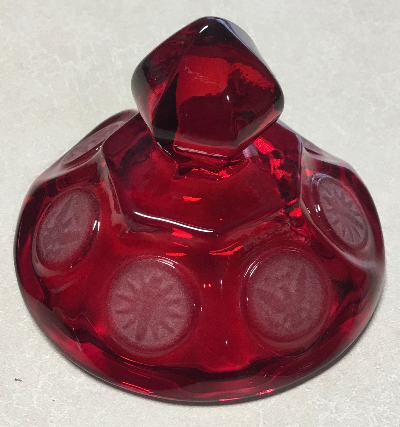 Fostoria Red Coin Candy Dish with Lid | Etsy