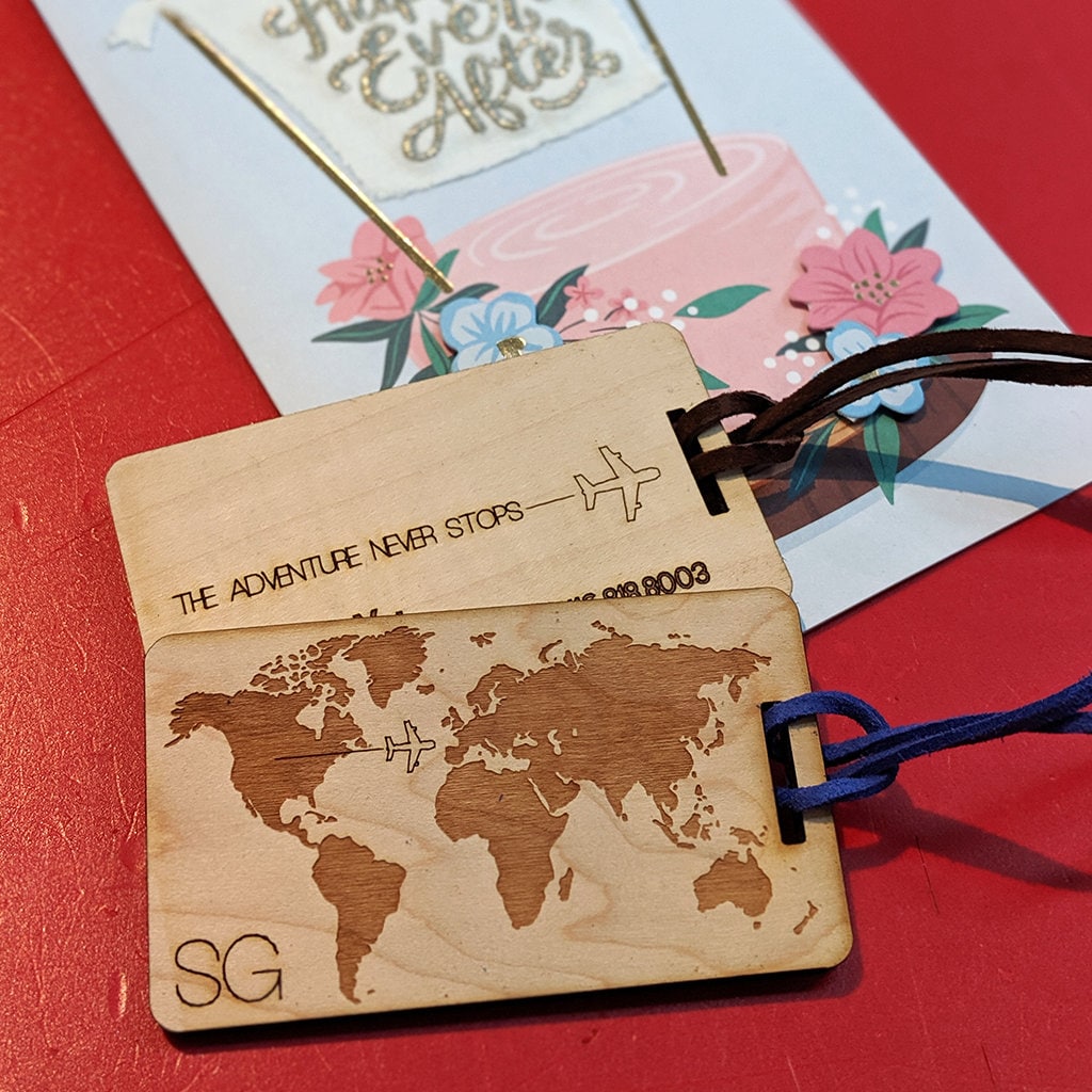 Personalized Laser Cut Luggage / Backpack Tag With Suede Tie - Etsy