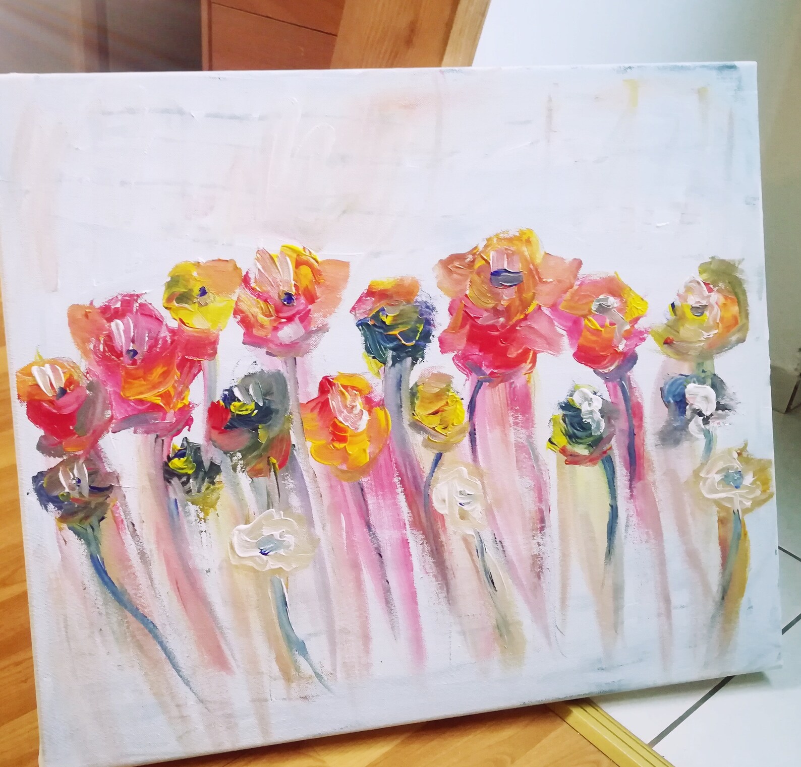 Abstract Flowers Painting on Canvas - Etsy