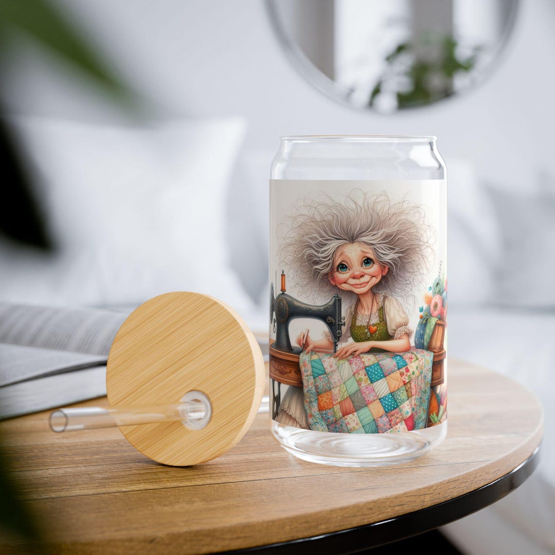 Quirky Grandma Quilter Sipper Glass | 16oz - Etsy