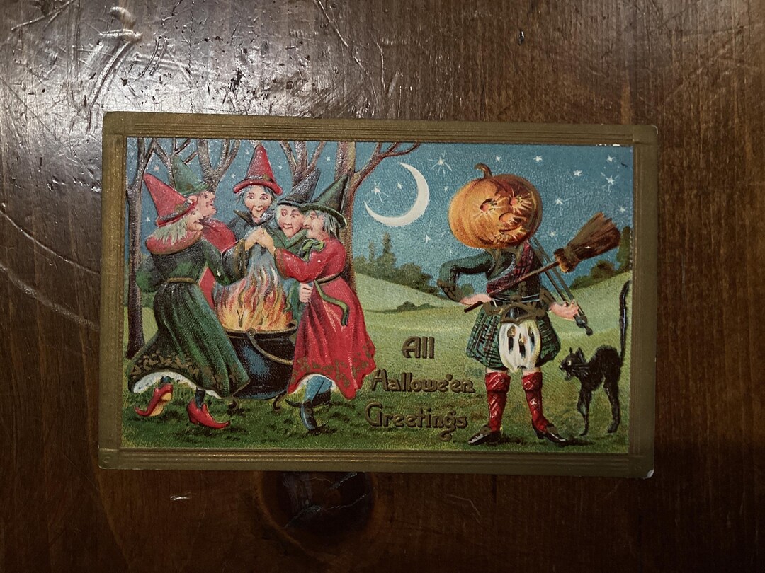 Scottish Coven Halloween Greetings Jack O Lantern Vintage Halloween ...