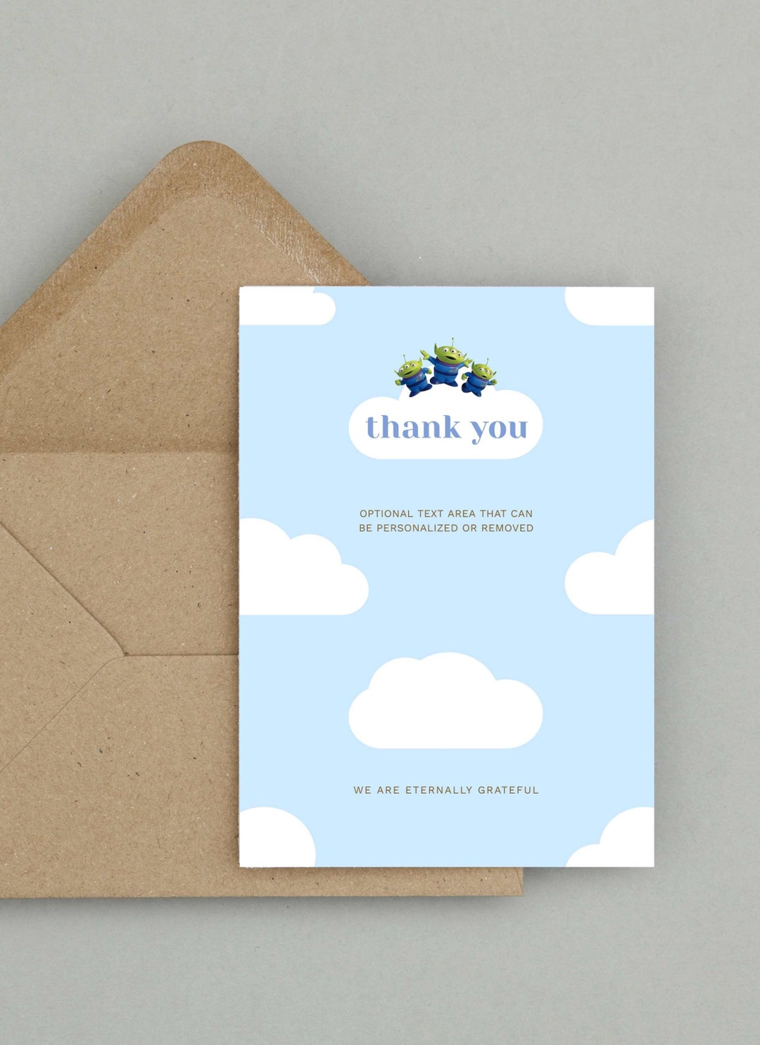Toy Story Thank You Card: Buzz Lightyear, Aliens (digital Printable) - Etsy