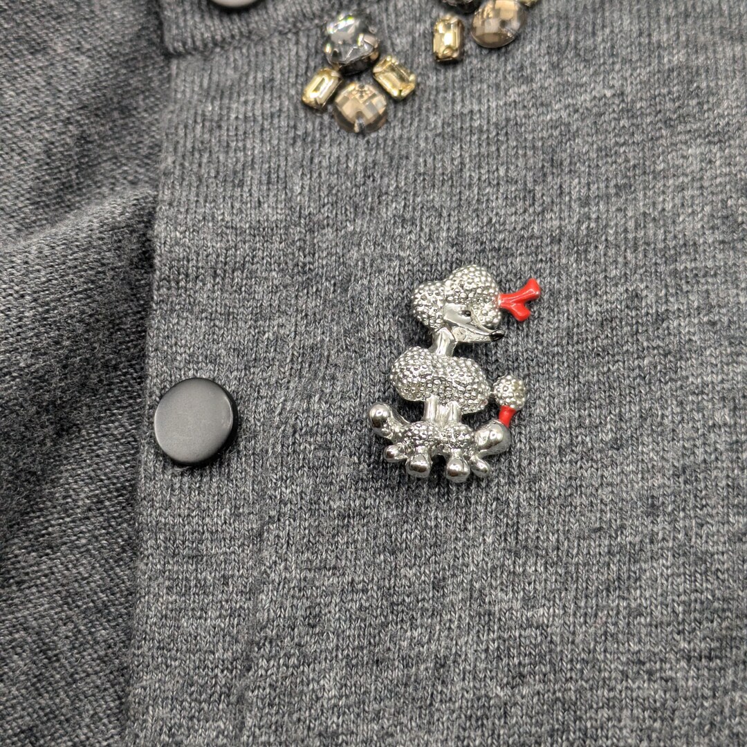 Vintage Poodle Pins, Silver Enamel Brooches, Dog Pins - Etsy