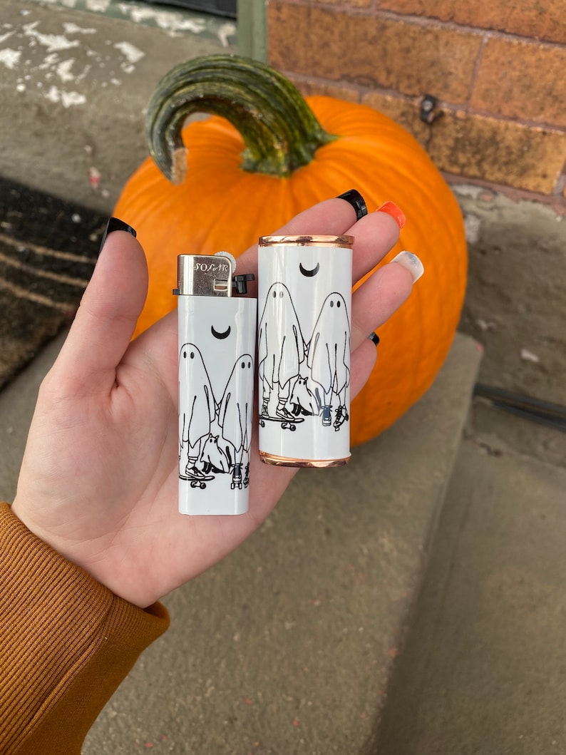 Spooky Ghost Skateboard Lighter Case Matching Lighter - Etsy