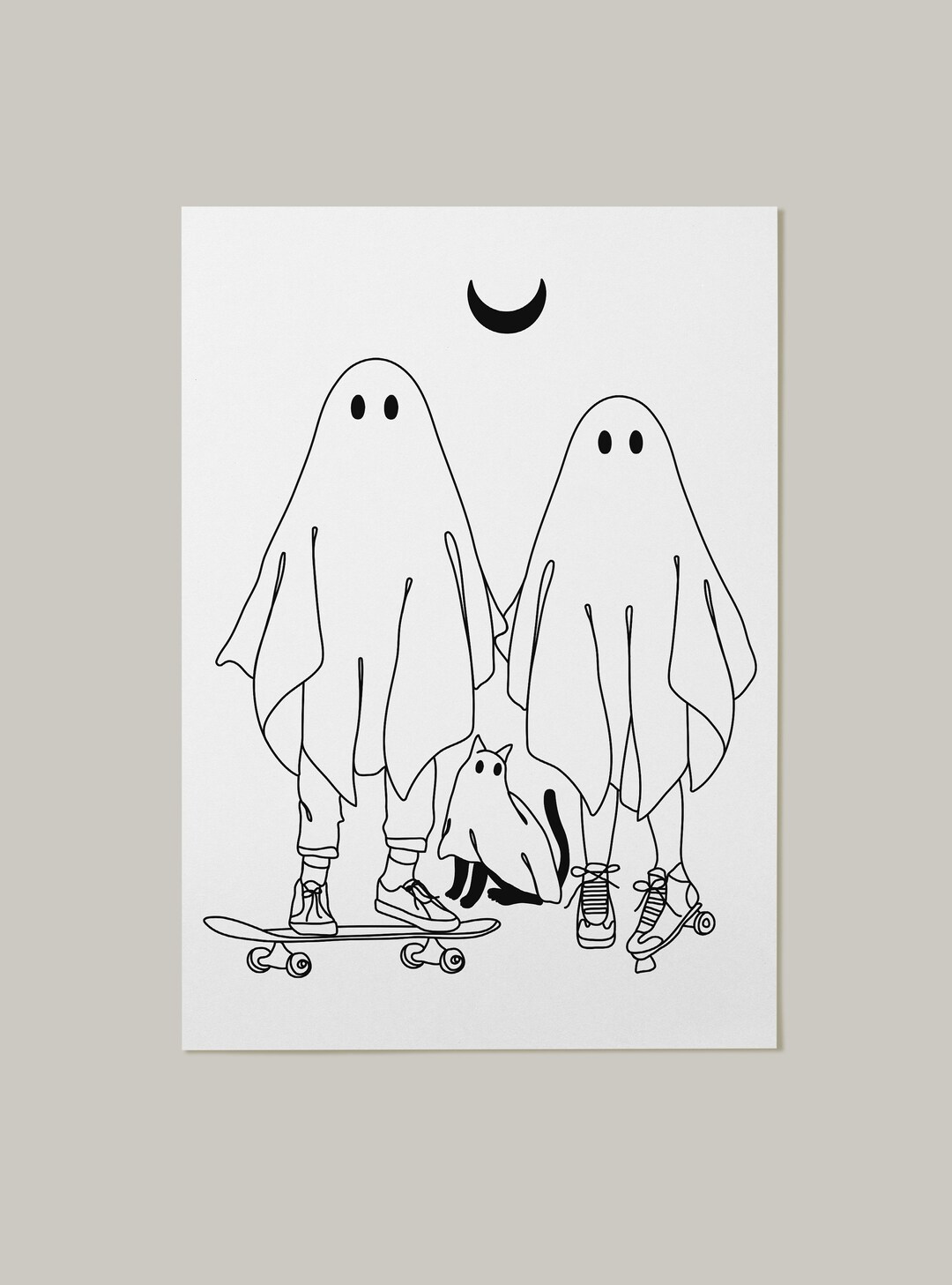 Cute Ghost Couple Halloween Art Print - Etsy