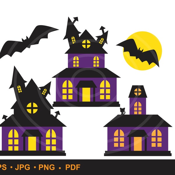 Haunted House Clip Art - Etsy