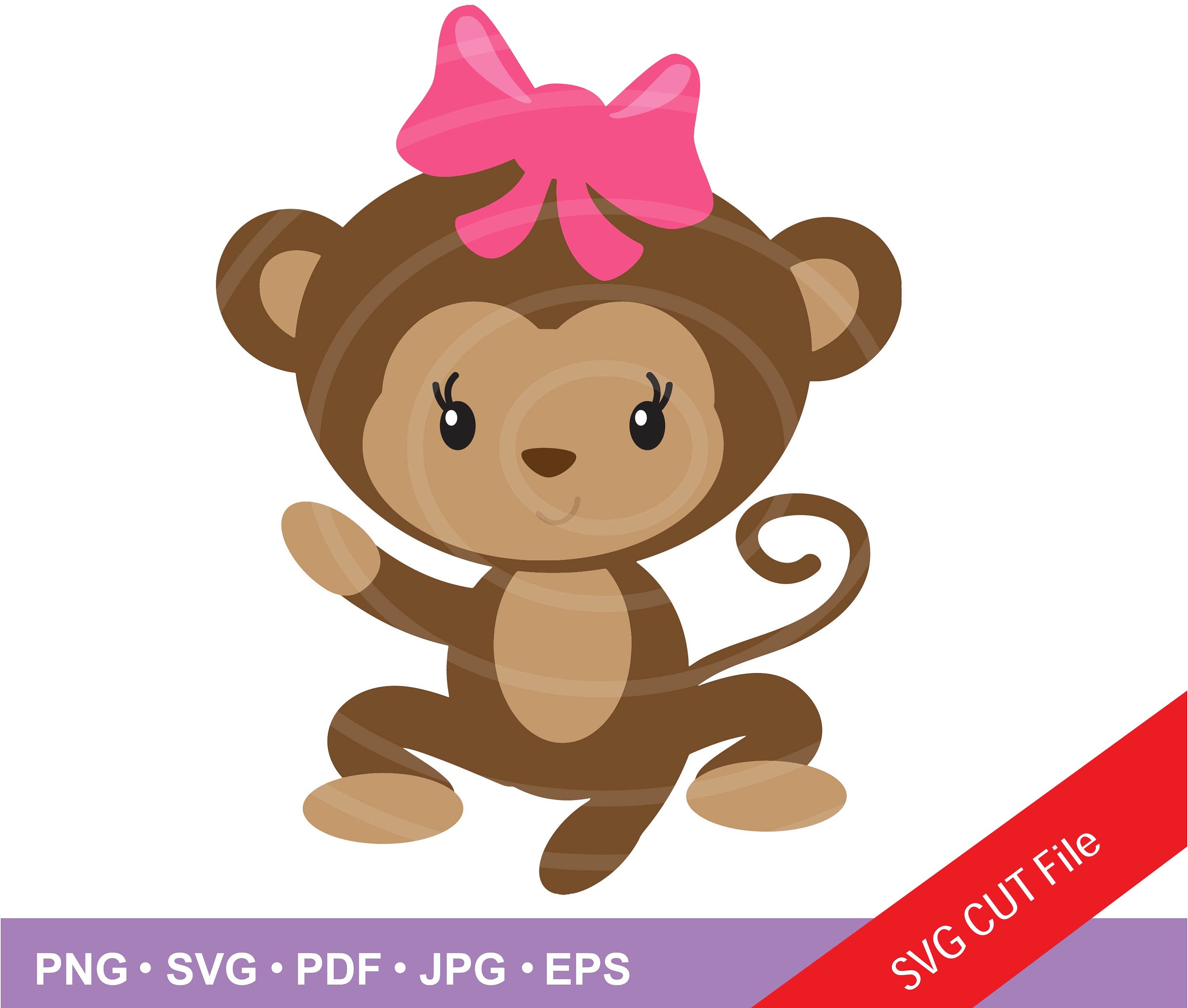 Cartoon Baby Girl Monkey Clip Art