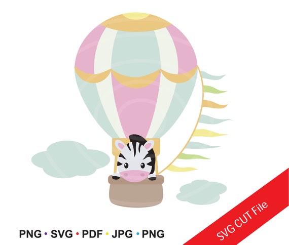 INSTANT Download. Zebra Flying in Hot Air Balloon Clip Art - Etsy