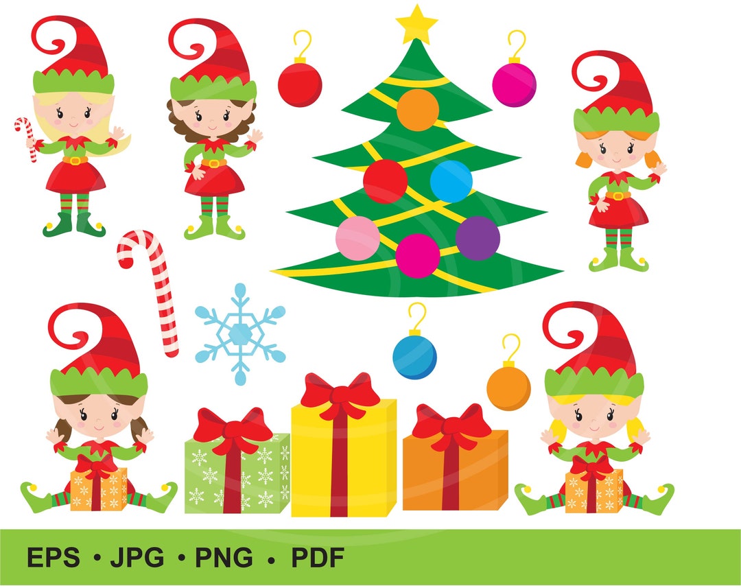 INSTANT Download. Christmas Elves Clip Art 5. Personal and Commercial ...