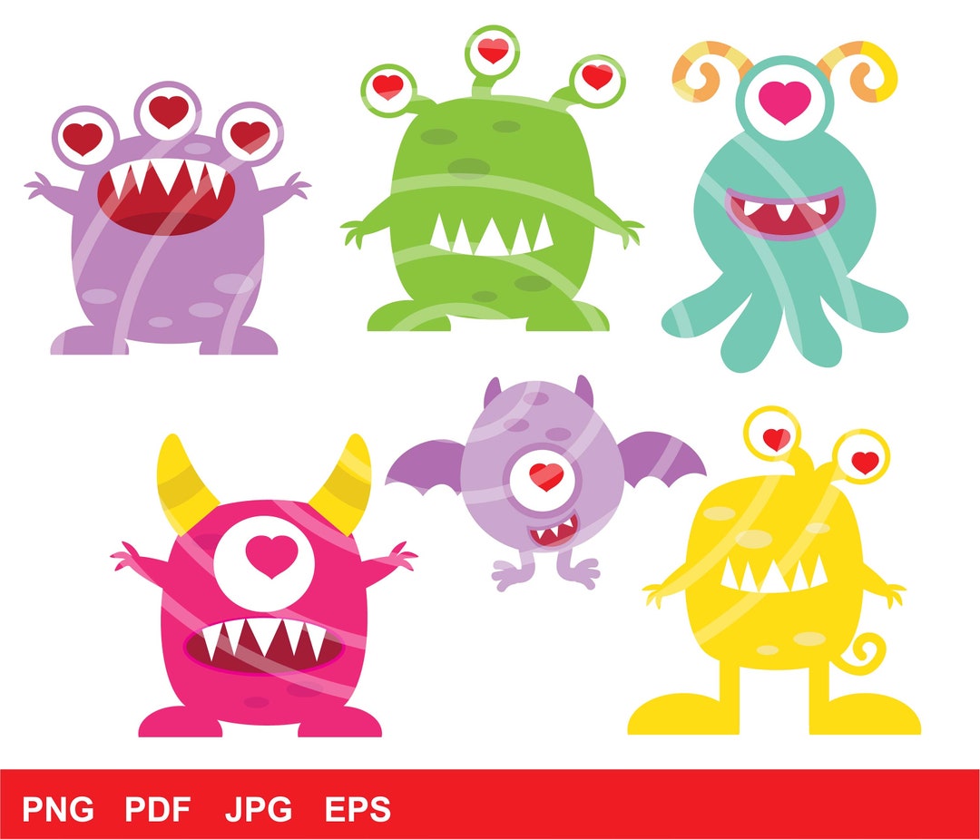 INSTANT Download. Valentine's Day Monsters Clip Art. Personal and ...