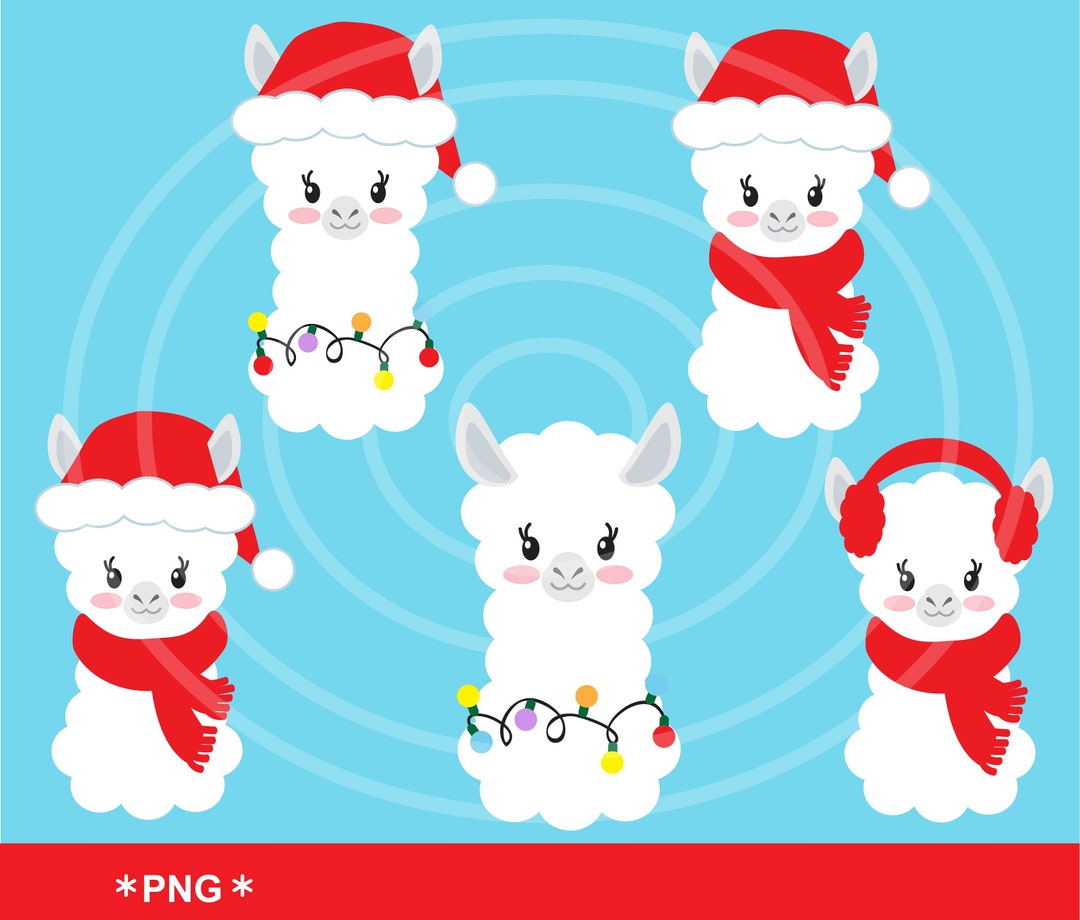 INSTANT Download. Christmas Llama PNG Clip Art. Personal and Commercial ...
