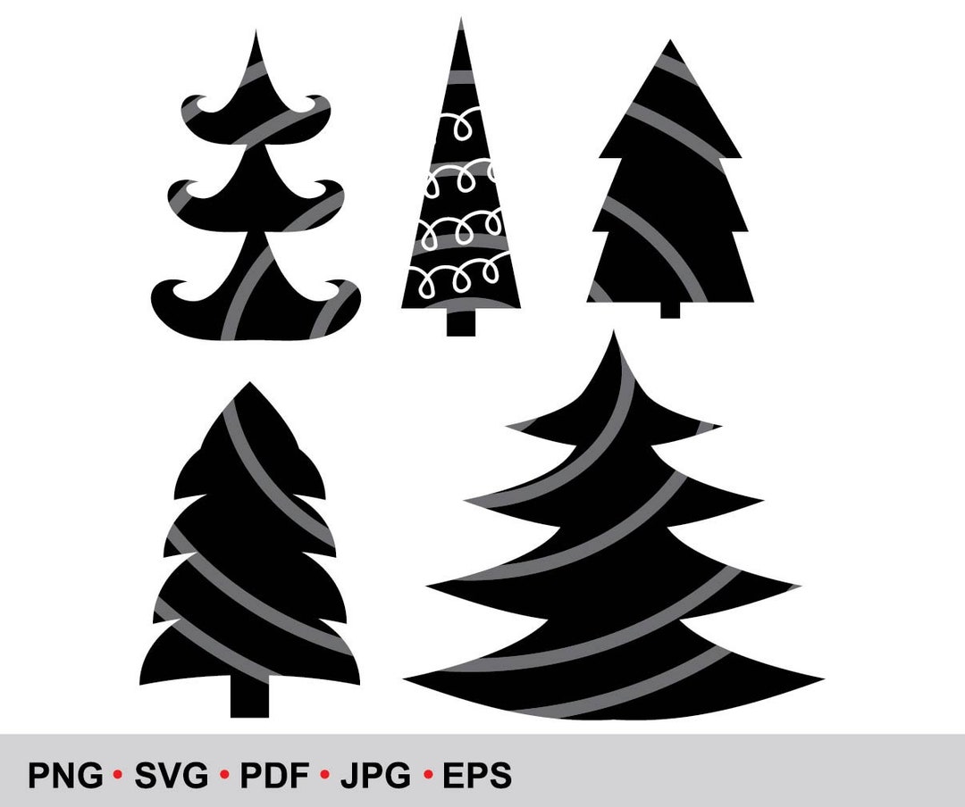 INSTANT Download. Christmas Tree Clip Art 2 Black and White. Personal ...