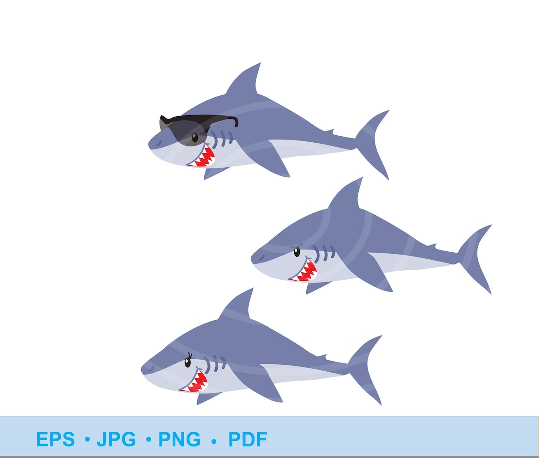 INSTANT Download. Shark Clip Art 3. Personal and Commercial Use. - Etsy