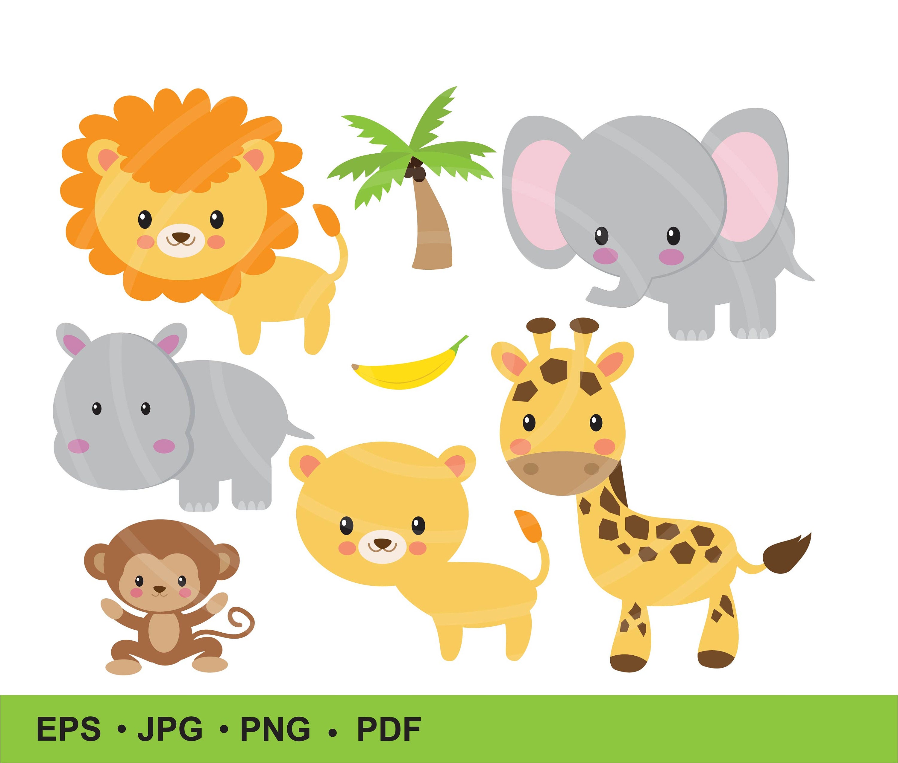 INSTANT Download. Jungle animals clip art 4. Personal and | Etsy