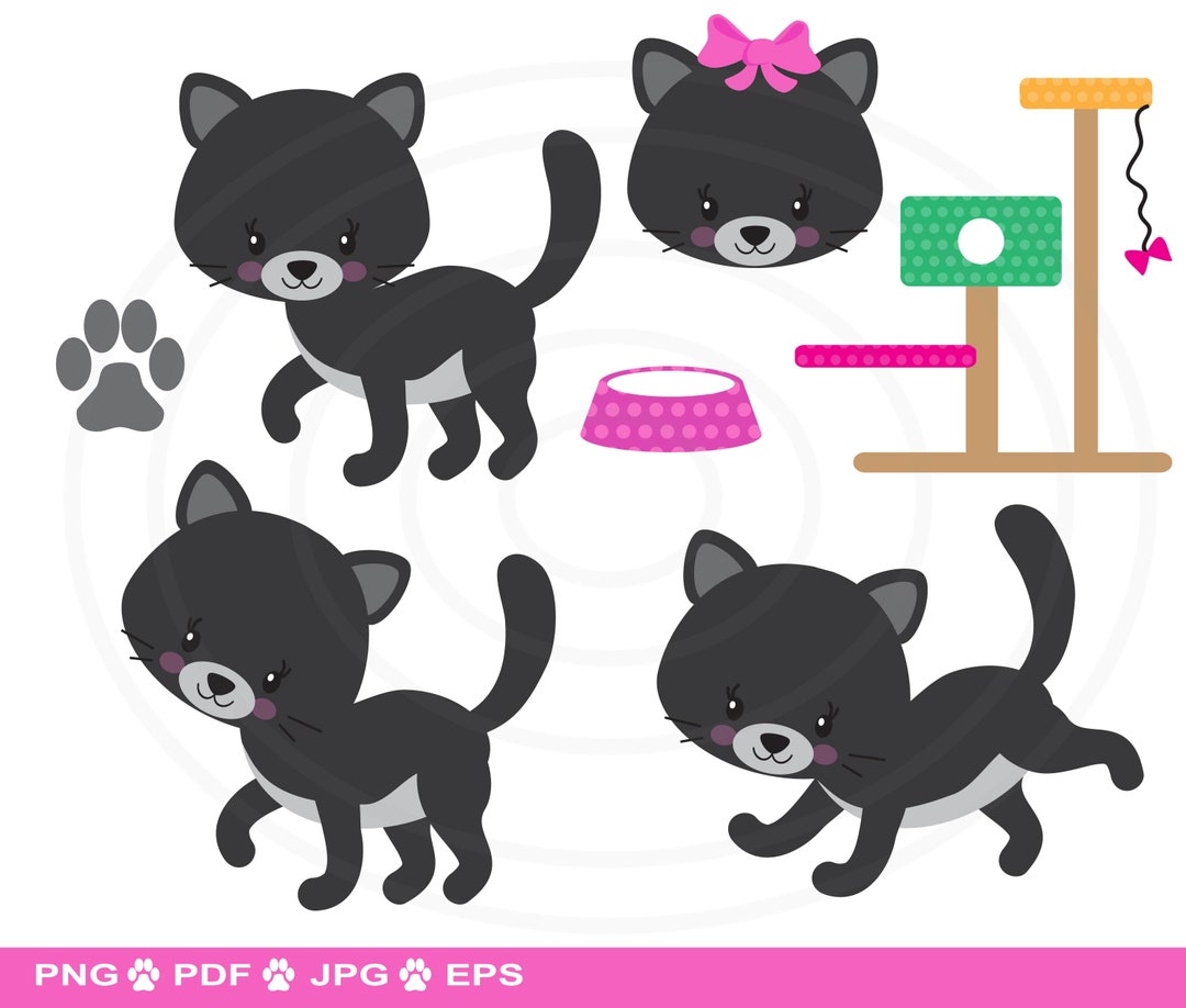 INSTANT Download. Black Cat Clip Art 2. Personal and Commercial Use. - Etsy