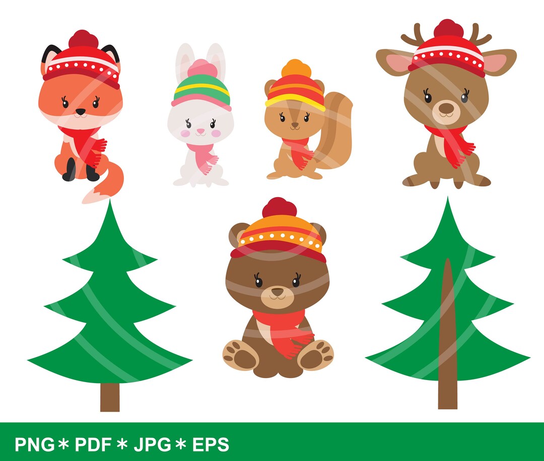 INSTANT Download. Winter Forest Animals Clip Art. Personal and ...