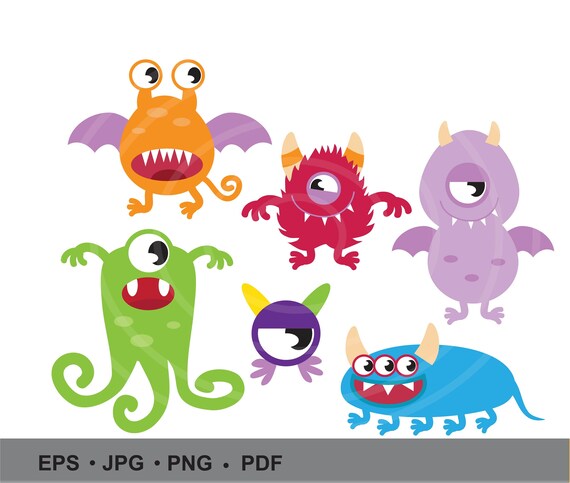 INSTANT Download. Monsters Clip Art 3. Personal and Commercial | Etsy