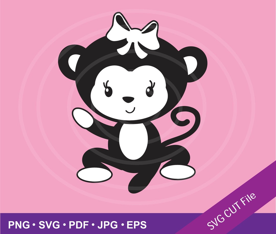 INSTANT Download. Monkey Clip Art Image Black and White on Transparent ...