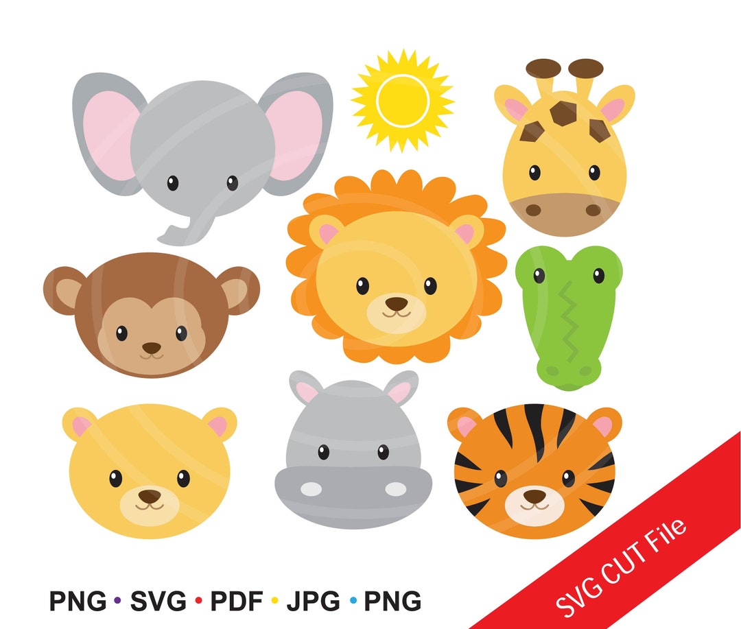 INSTANT Download. Jungle Animal Faces Clip Art. Personal and Commercial ...