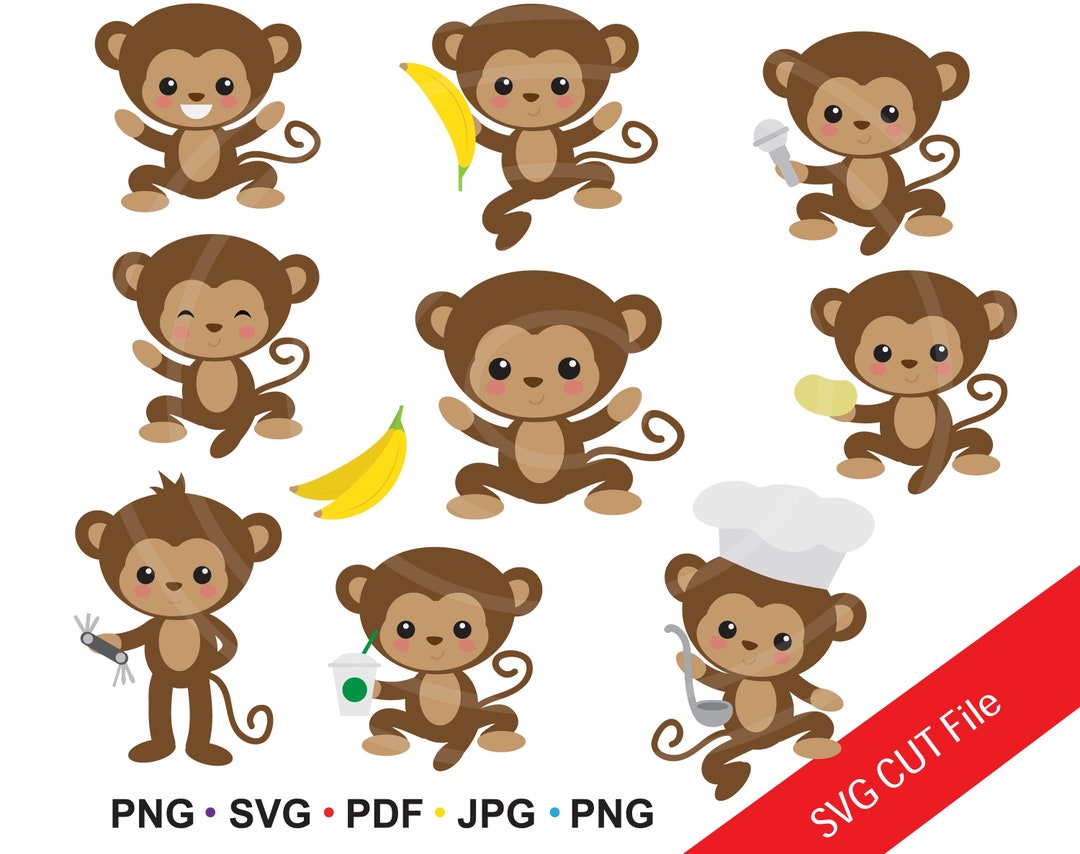 INSTANT Download. Cartoon Monkey Clip Art. Personal and Commercial Use ...