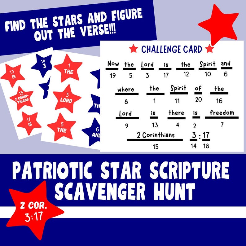 4th of July Scripture Scavenger Hunt: Patriotic Christian Kids Activity ...